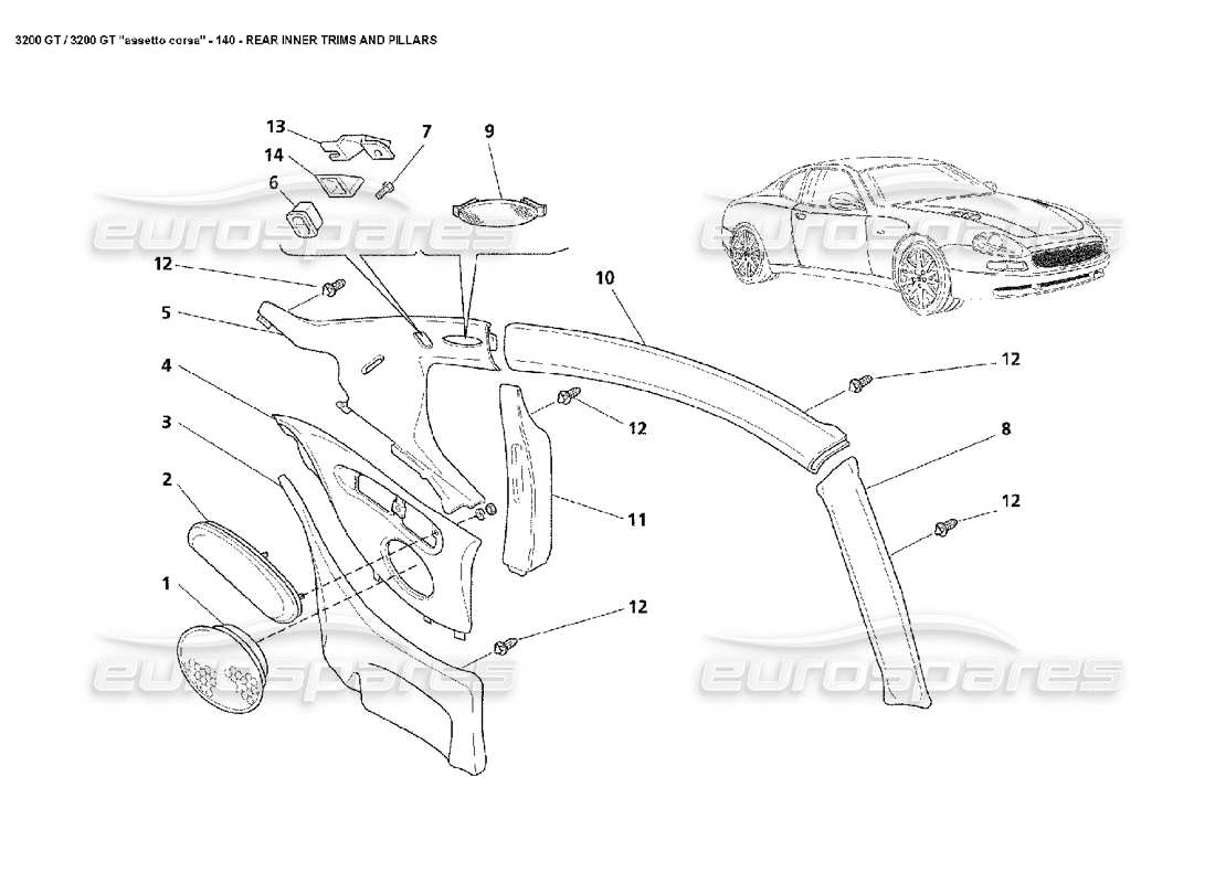 3200 GT/GTA/Assetto Corsa Rear Inner Trims & Pillars (140)
