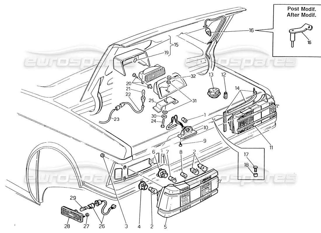 222 / 222E Biturbo Rear Tail Light Parts Diagram (057)